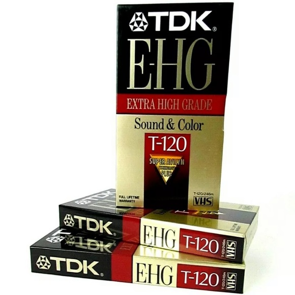 Media | Lot Of 3 Tdk Ehg Extra High Grade T12 Blank Vhs Tapes Sealed ...